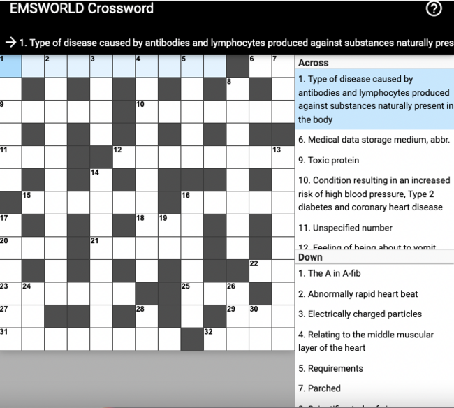 Crossword Puzzle #48: Cardio 101